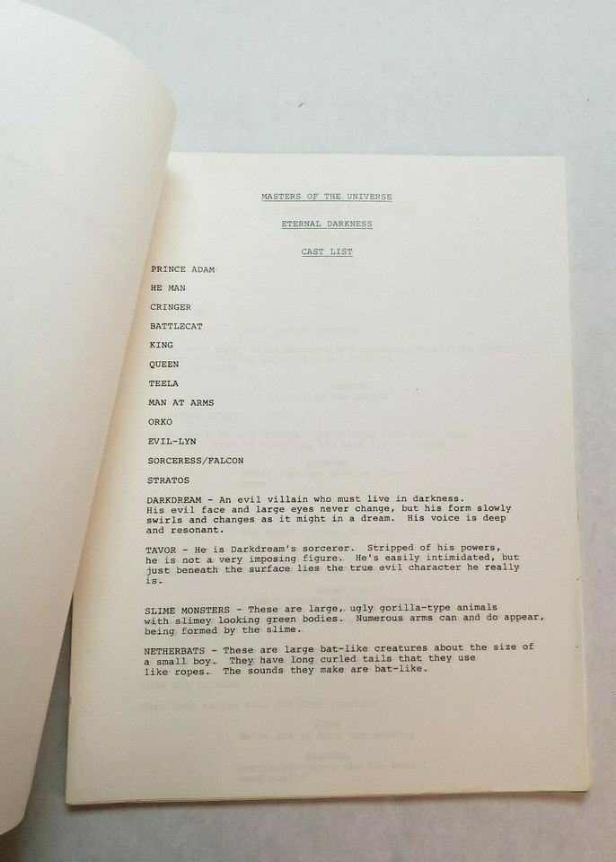 HE-MAN AND THE MASTERS OF THE UNIVERSE / 1983 TV Script "Eternal Darkness" | eBay