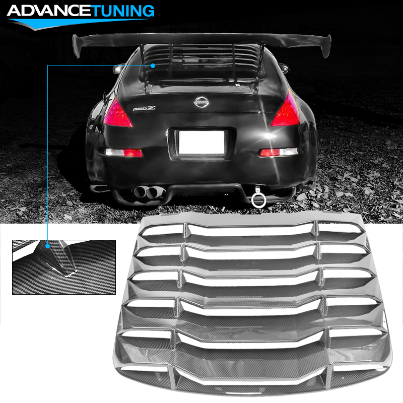 Fits 03-08 Nissan 350Z Coupe Carbon Fiber Print Rear Window Louvers ...