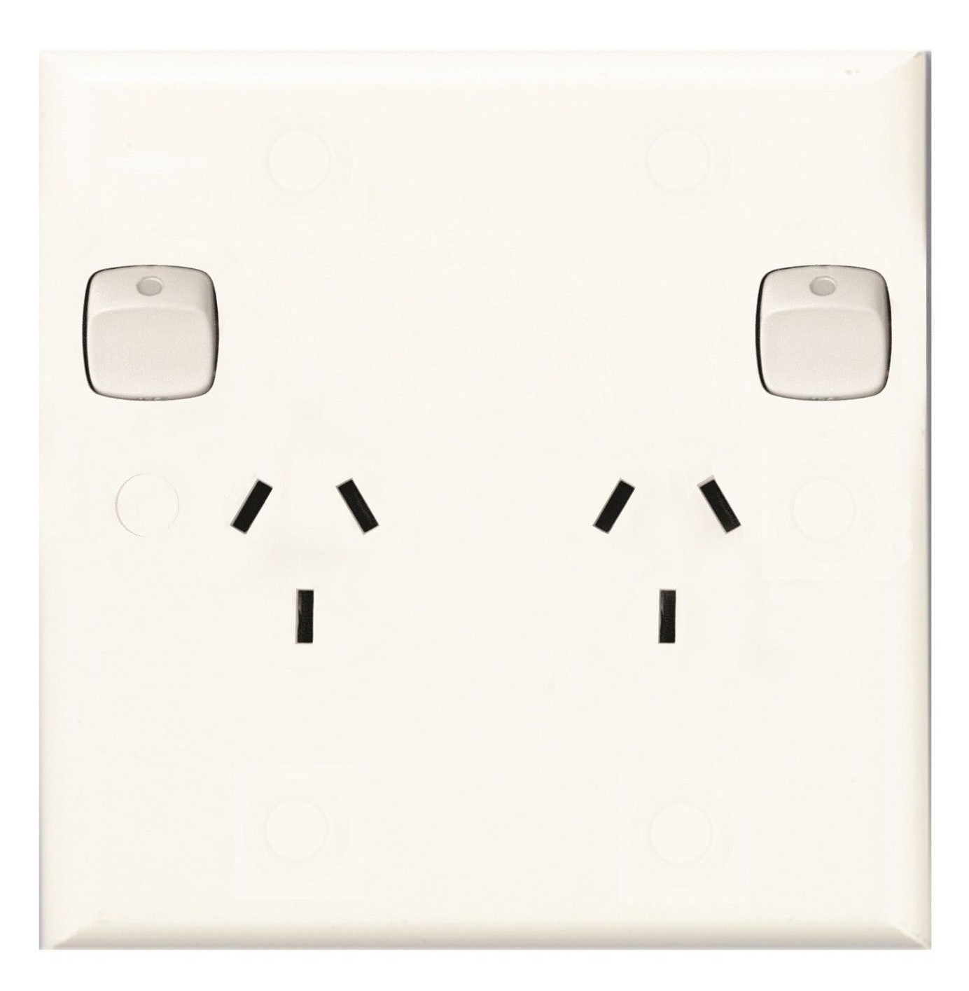 HPM SQUARE HORIZONTAL DOUBLE POWERPOINT 114mm 10A 240V White ...