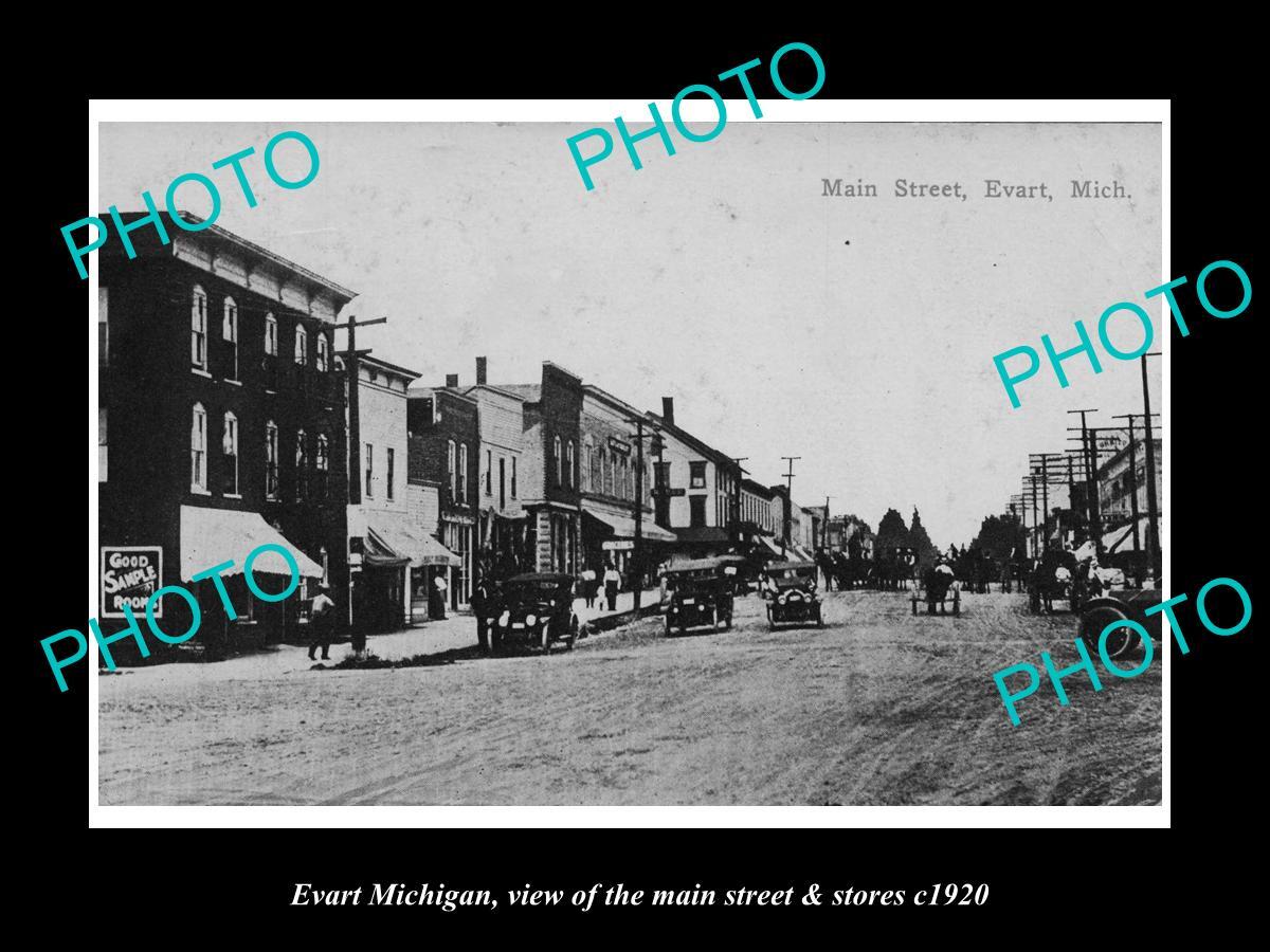 OLD 6 X 4 HISTORIC PHOTO OF EVART MICHIGAN THE MAIN STREET & STORES ...