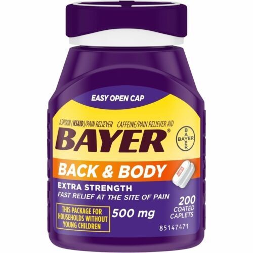 Bayer Extra Strength Back & Body Pain Relief 500 mg Caplets 200 Count ...