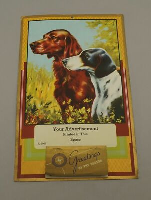 Vintage 1939 Hunting Dog Calendar Setter Pointer advertising salesman's ...