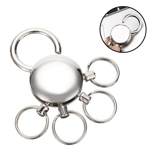 Silver Detachable Keychain Alloy Keyring Portable 4 Loops Keychain ...