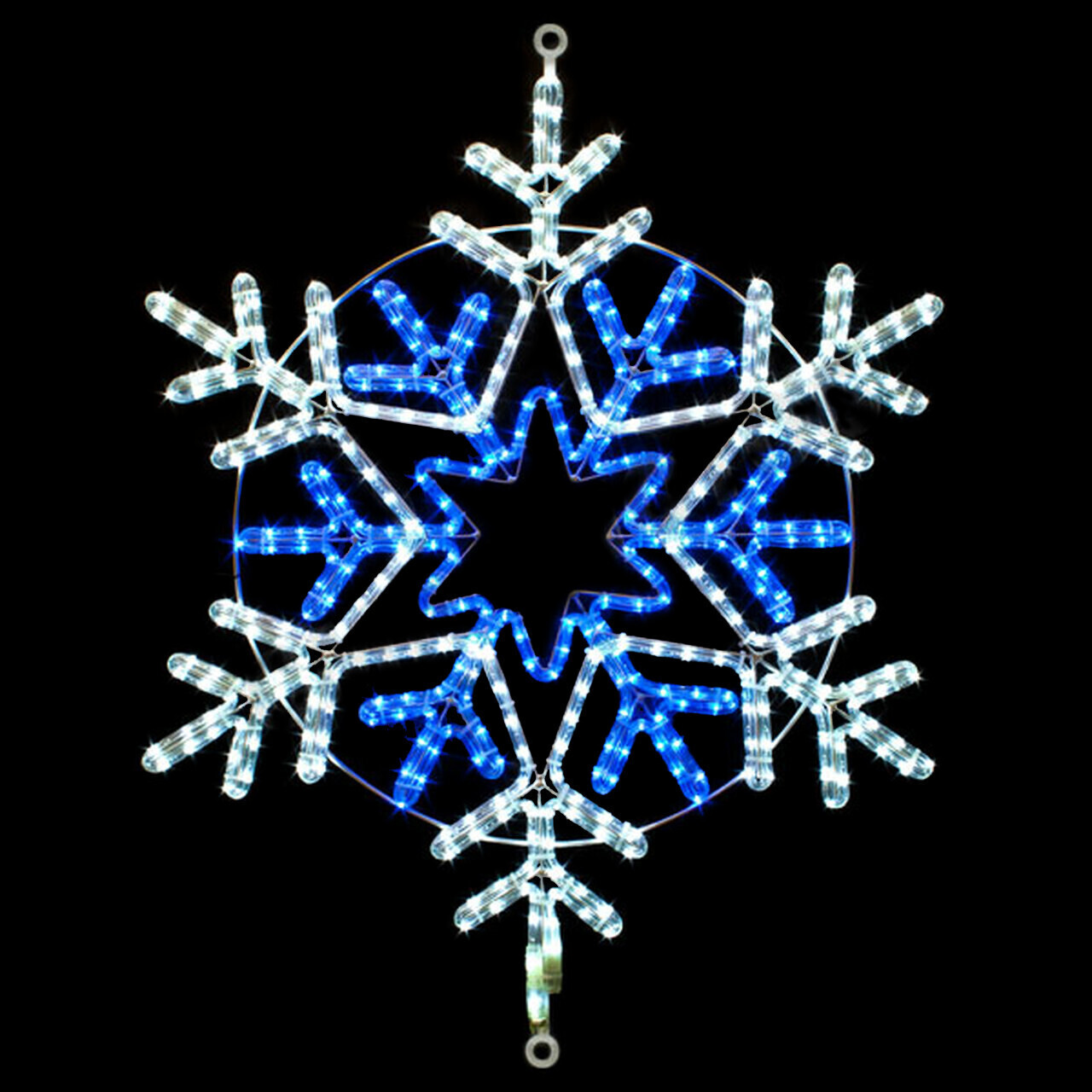 LED Rope Light Snowflake Motif v2 - Lighted Silhouette - Cool White and ...