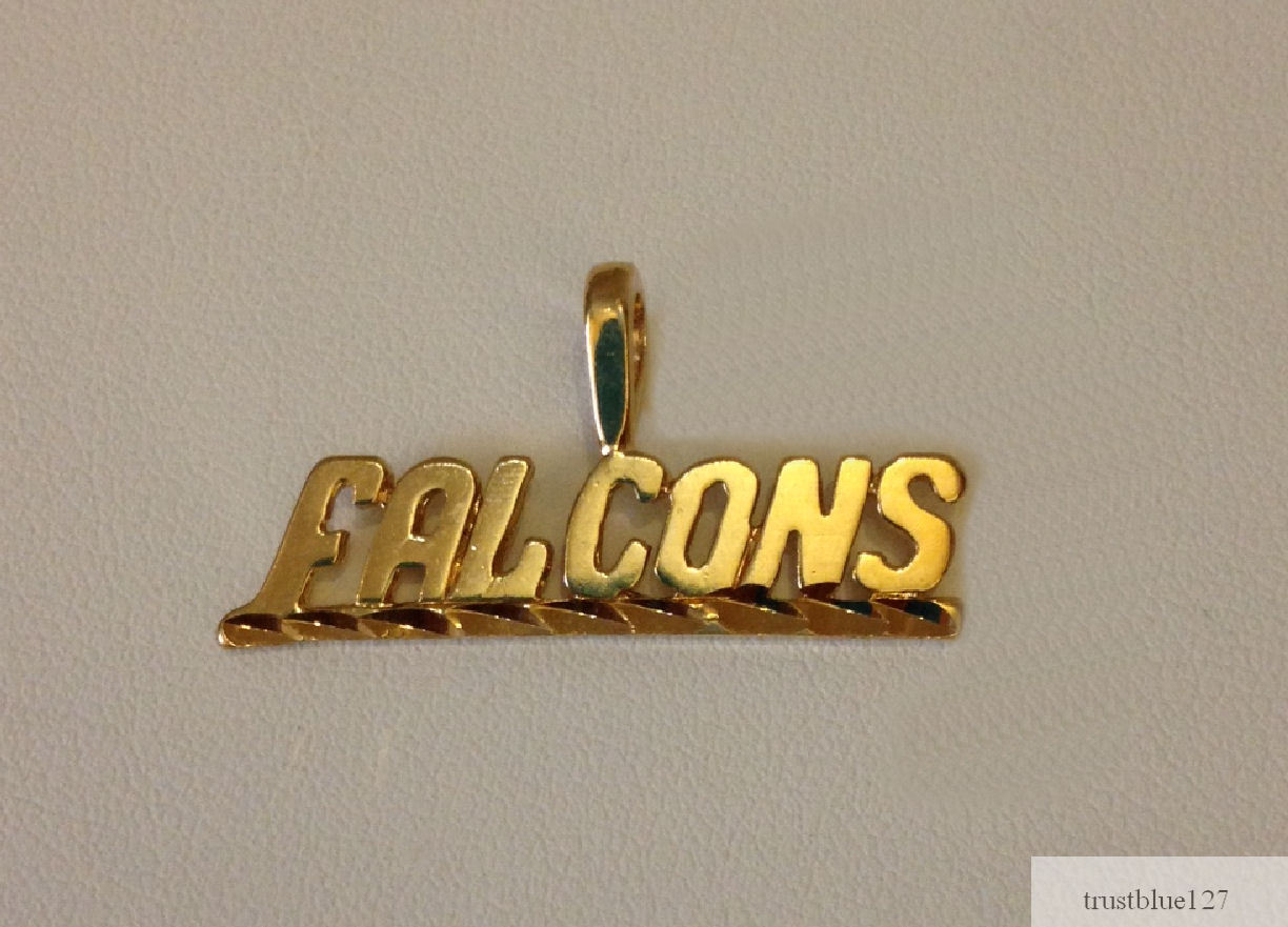 ATLANTA FALCONS Team Name Necklace Pendant Charm 24k Gold Plated Fan ...