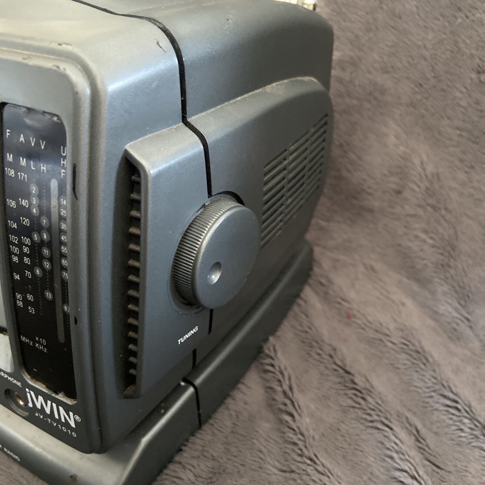 jWIN JV-TV1010 5” Black & White TV AM/FM Radio Portable Unit VHF UHF No ...