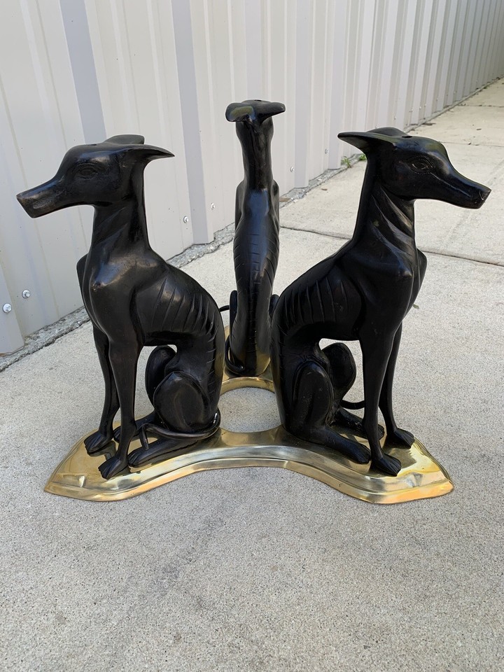 Vintage Maitland Smith bronze whippet table base occult esoteric witch ...