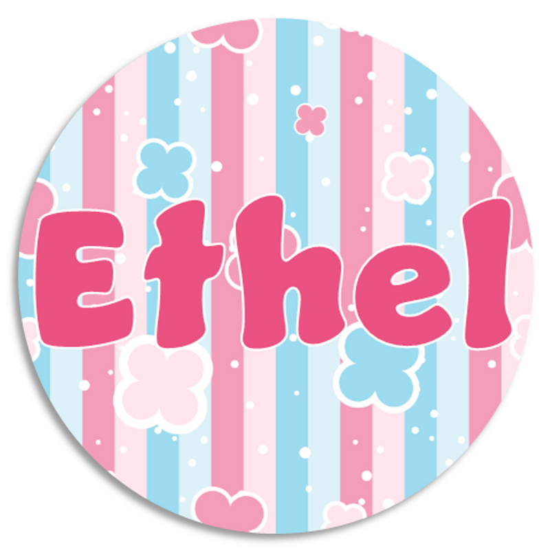 Ethel - 25 Pack Circle Stickers 3 Inch - Name Tag Water Bottle School ...