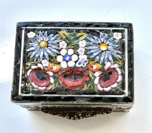 Vintage Fabbrico Angelo Pessar FAP Italy Micro Mosaic Floral Engraved ...