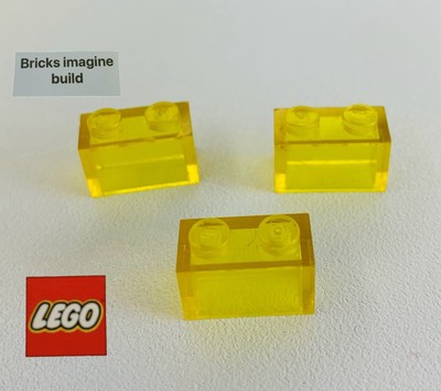 3 x Lego 3065 Transparent Yellow 1x2 Brick Part - Town - Space - 4B ...