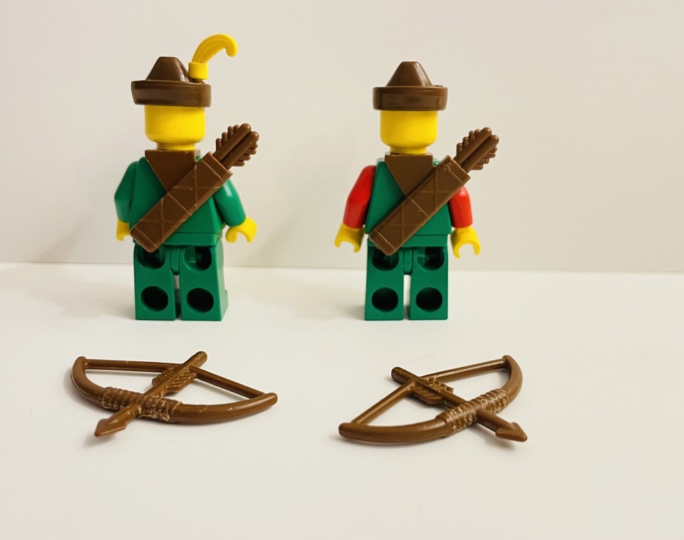 LEGO Vintage Castle Forest Men MiniFigures Red Top Brown Hat Plume 6066 ...