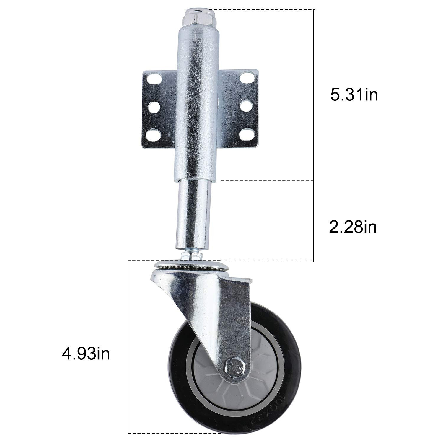 2" PU Gate Wheel Spring Loaded Swivel Caster Heavy Duty 110lbs Load ...
