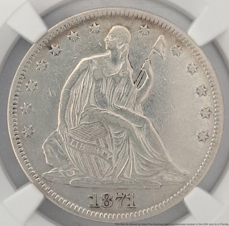 NGC XF Details 1871 Seated Liberty Silver Half Dollar 50 Cent Slabbed ...