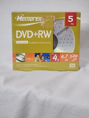 Memorex DVD+RW 120 Min 4.7Gb 5 Pack Rewritable Disc | eBay