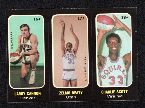 1971 Topps Stickers Basketball Larry Cannon Zelmo Beaty Charlie Scott ...