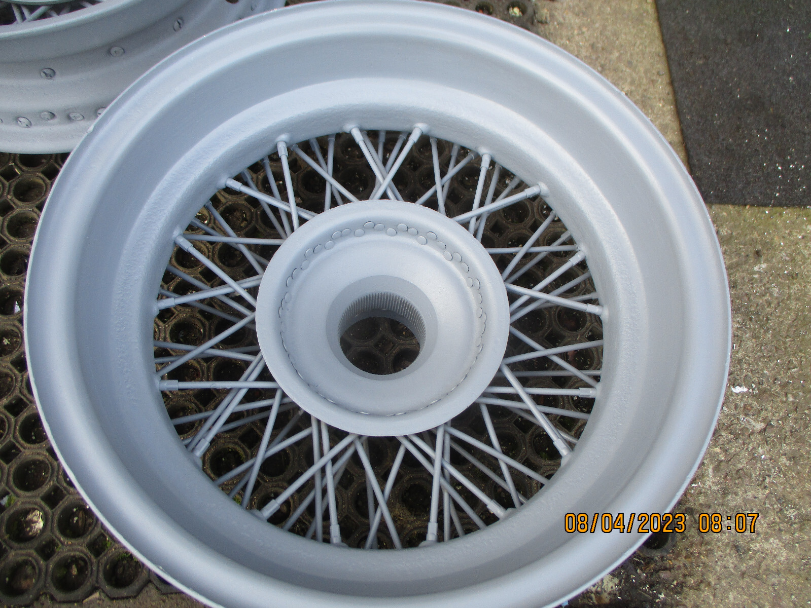 Jaguar XK competition wire wheels pair 5K x 16 , 72 spoke, rudge 52 hub ...