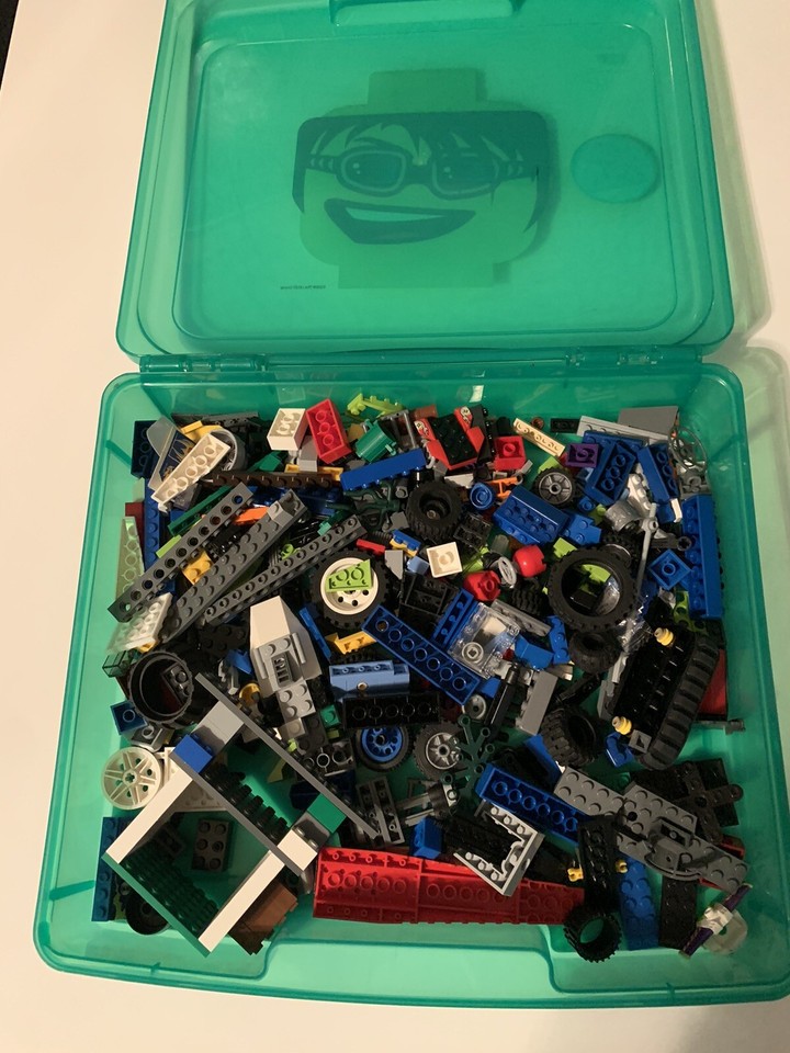 Lego Storage Case W/ Random Legos Included Cool Head Green Carry On ...