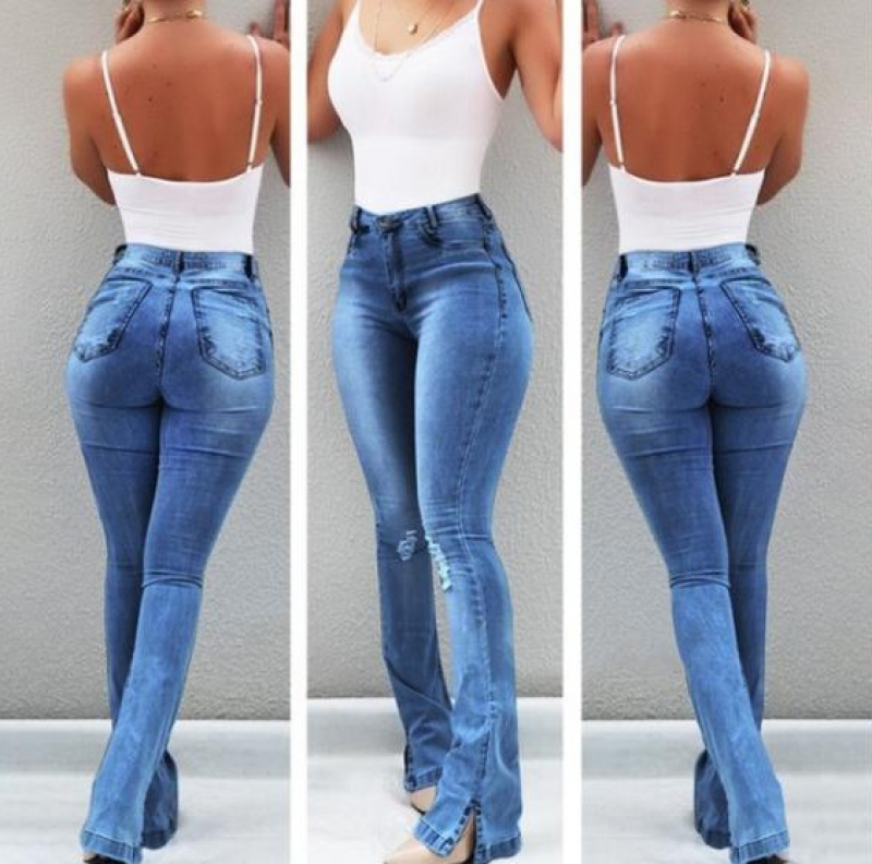 Spring/Summer Women's Fashion Stretch High Waist Tight Flared Jeans ...