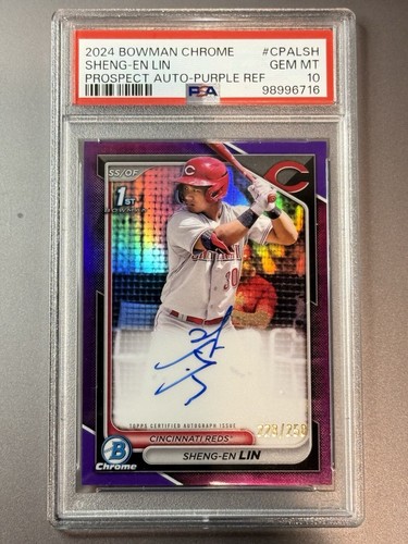 2024 Bowman Chrome SHENG-EN LIN 1st Purple Refractor Auto /250 Reds ...