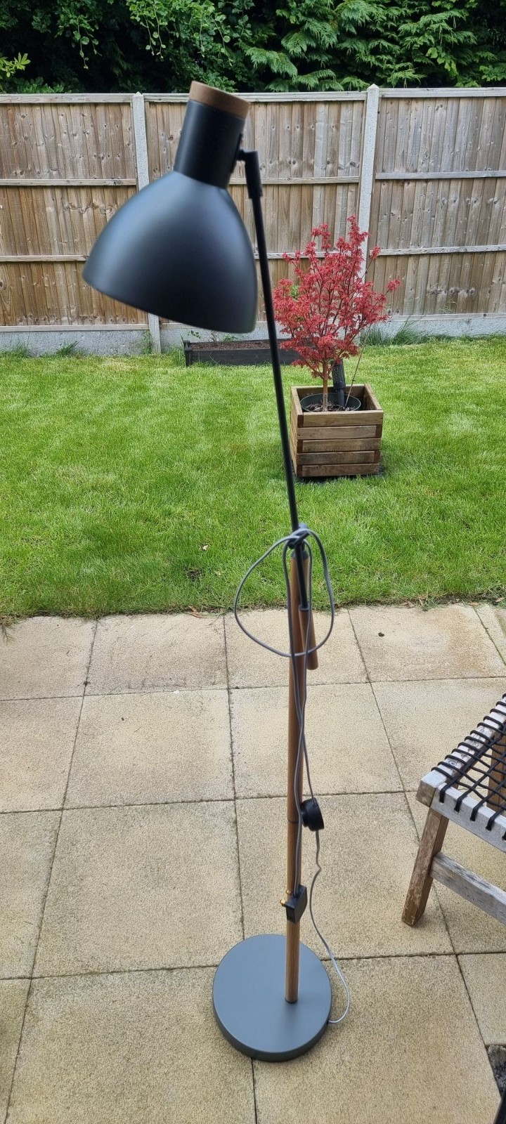 MADE.COM COHEN FLOOR LAMP WORK STUDIO SPOT LIGHT DARK GREY & OAK | eBay UK