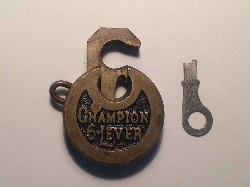 Very Nice Champion 6 Lever Padlock by Miller Lock Co. With Original Key ...