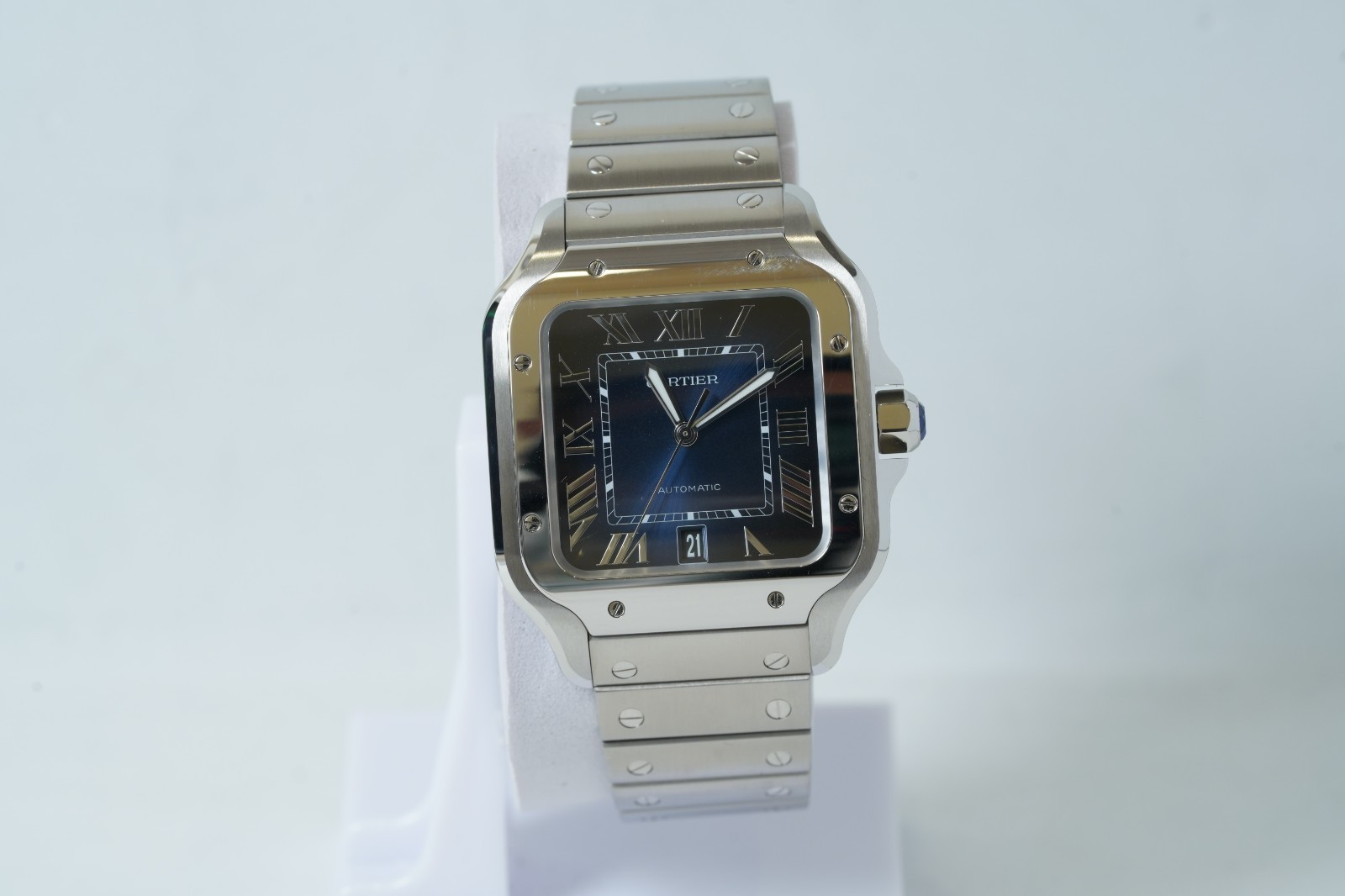 Cartier Santos Large WSSA0071 Blue Dial Steel Watch 2025 Unworn Full ...