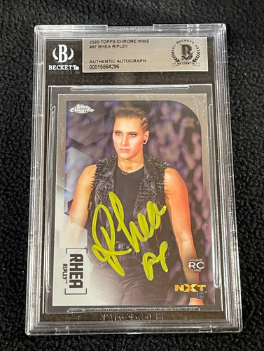 Rhea Ripley Signed 2020 Topps Chrome WWE Rookie Card #97 Beckett ...
