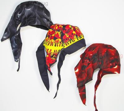 skull cap hat do du doo rag ghosts skulls flames fire sweat band USA | eBay