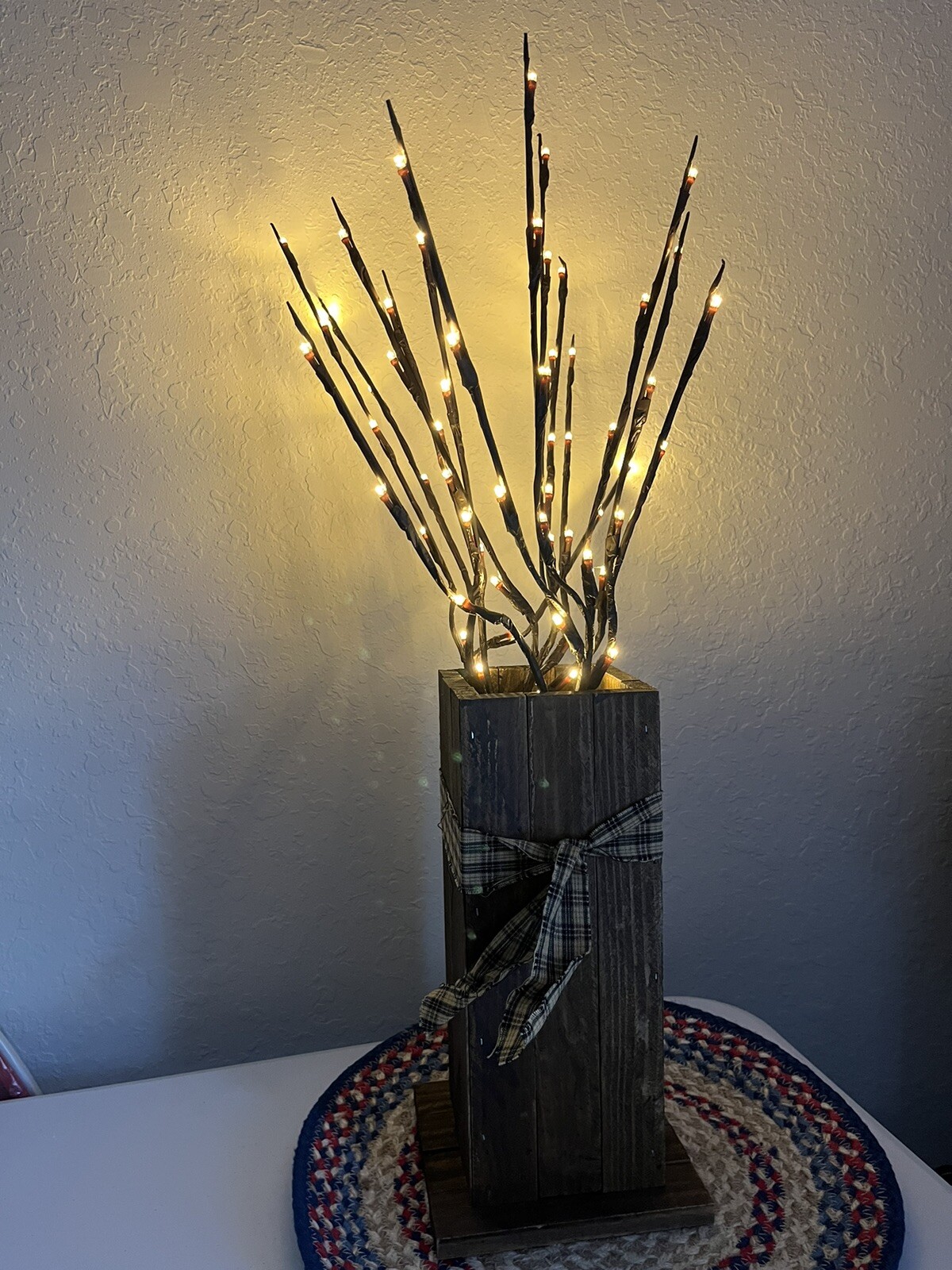 Country Twig Box With Lit Branches | eBay