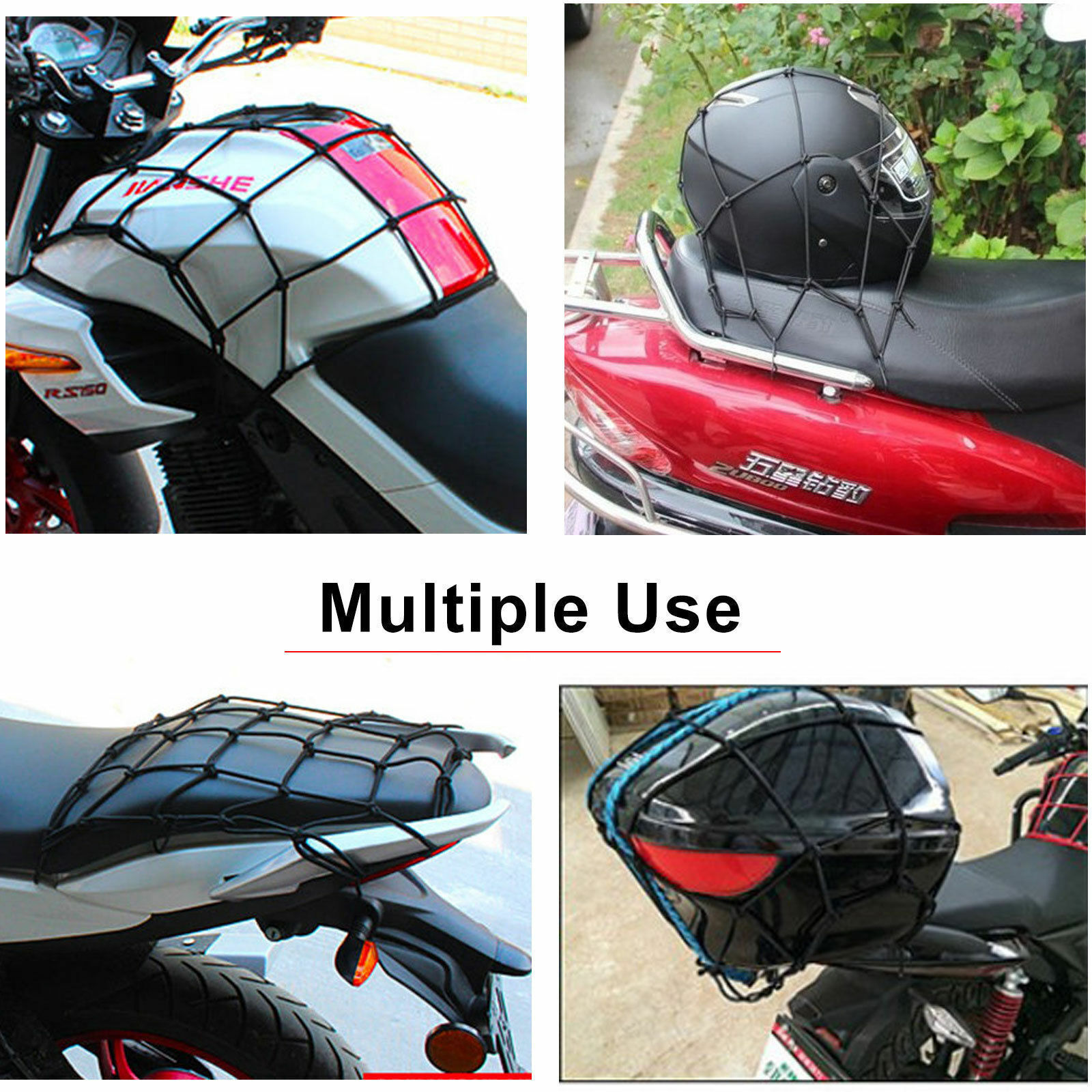 Cargo Net Motorcycle Helmet Mesh Tie Down Bungee Cord Adjustable-6 ...