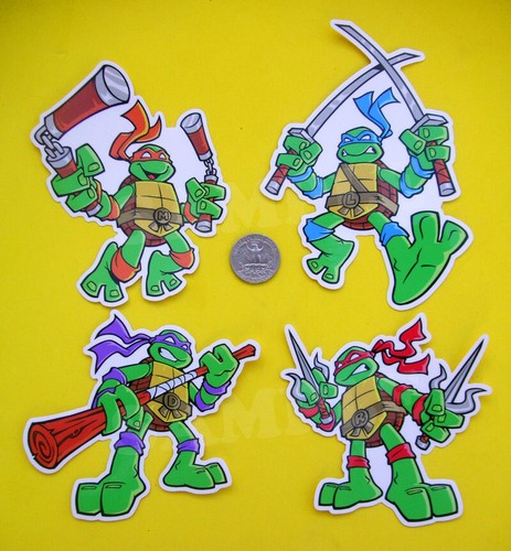 Set of 4 TMNT Vinyl Stickers Ninja Turtles Raphael Leonardo Skateboard ...