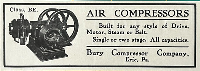 Antique Mining Equipment Print Ad Erie Pennsylvania Bury Compressor ...