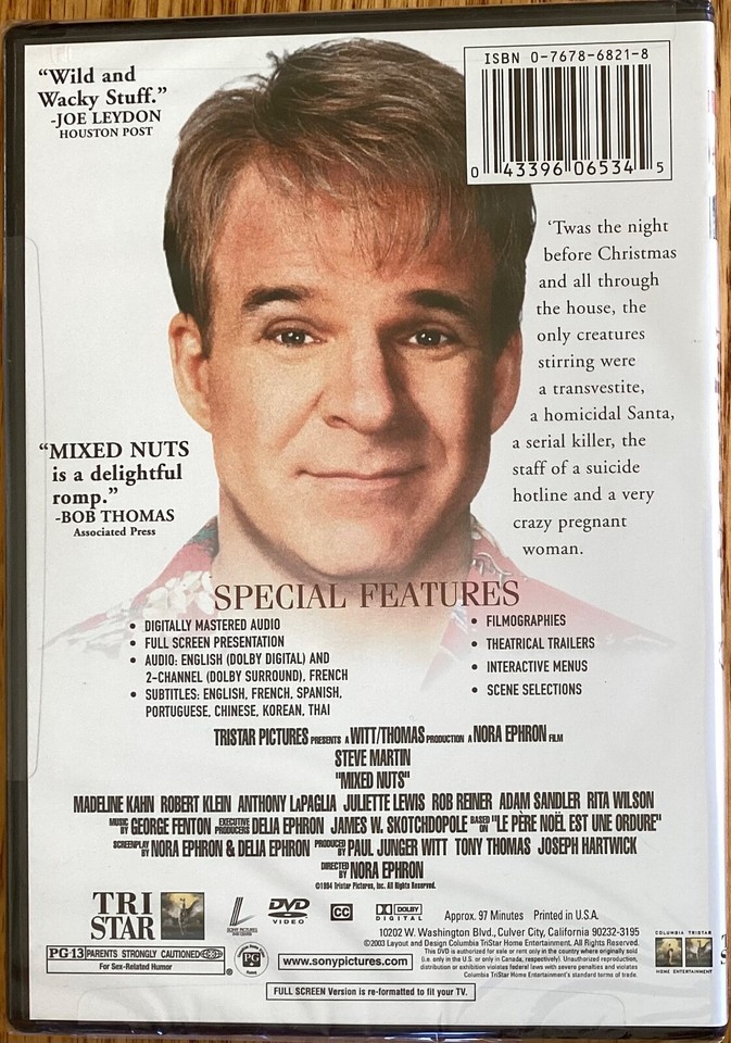 Mixed Nuts DVD with Steve Martin, Madeline Kahn, Robert Klein, Anthony ...