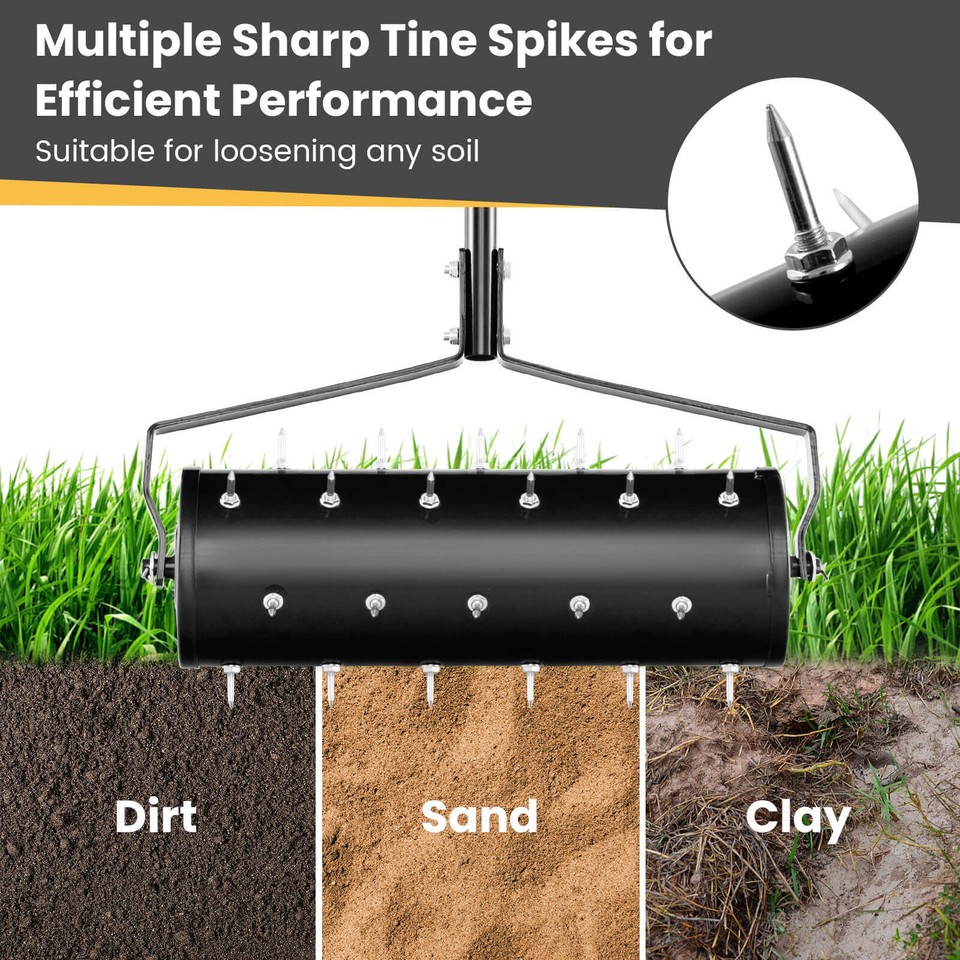 21" Manual Lawn Aerator Grass Aeration Tool Filled w/ Sand or Stone w ...