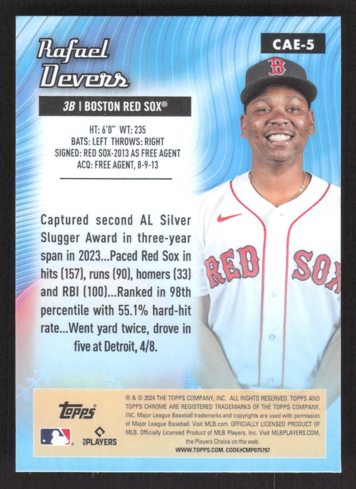 2024 Topps Chrome #CAE-5 Rafael Devers Chrome All-Etch | eBay