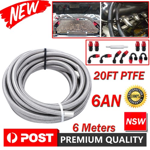 AN6 -6AN Fitting Stainless Steel Nylon Braided Oil Fuel Hose Line 6 ...