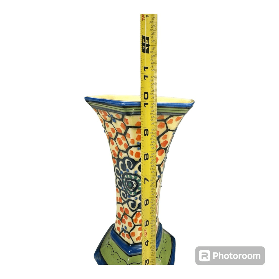 Tula Czechoslovakian Ditmar Urbach Cobalt Eye Dot Hand Painted Vase 10 ...