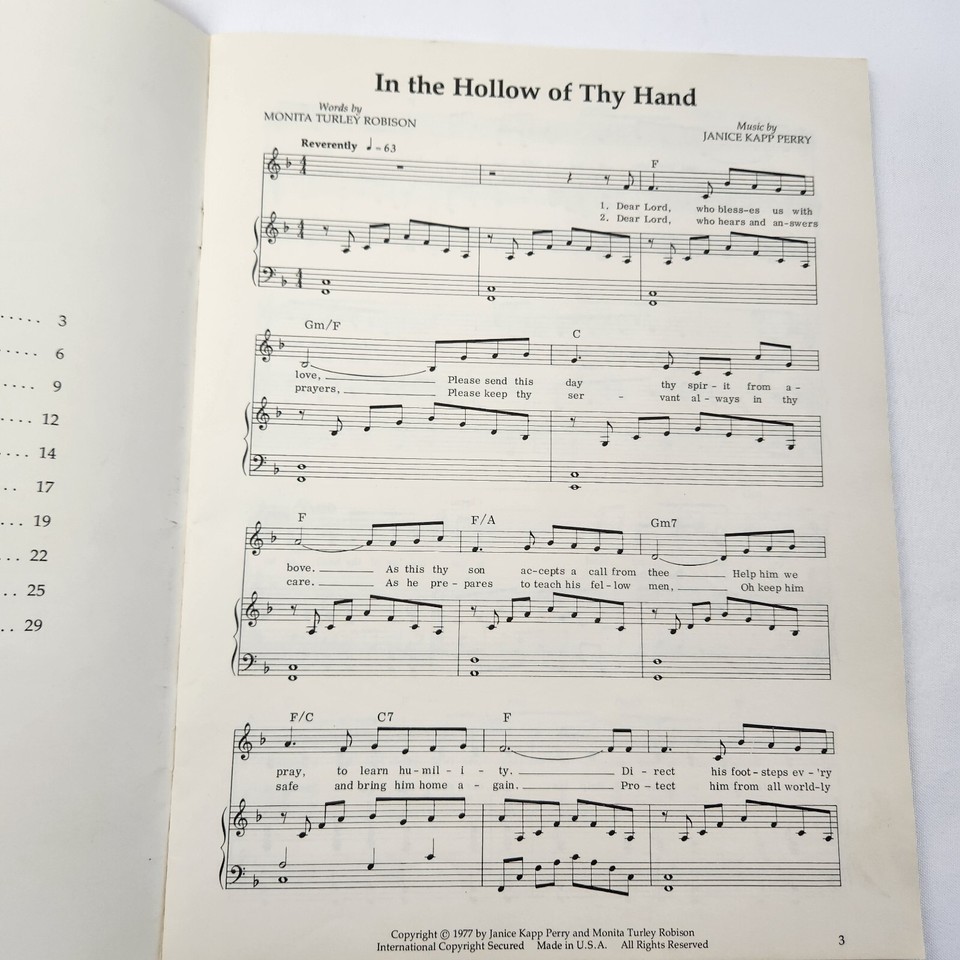 In The Hollow of thy Hand Janice Kapp Perry Piano Sheet Music Songs ...