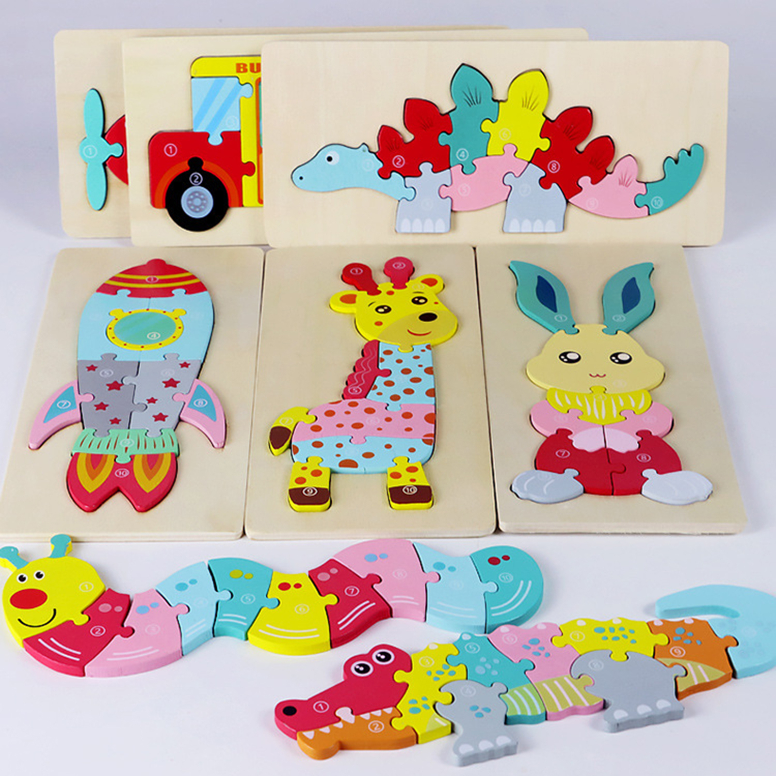 Jigsaw Board Removable Early Learning Preschool Kids Animal Matching ...