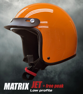Low profile open face Jet helmet Fiberglass Gloss Orange | eBay UK