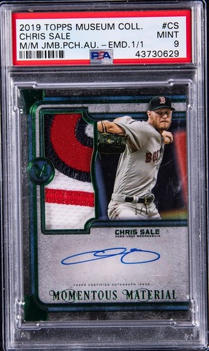 2019 Topps Museum Collection Chris Sale Jumbo Logo Patch Auto 1/1 Psa 9 ...