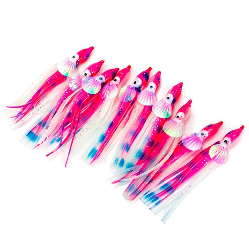 10Pcs Octopus Fishing Trolling Bait Glow Squid Fishing Lure for Tuna ...