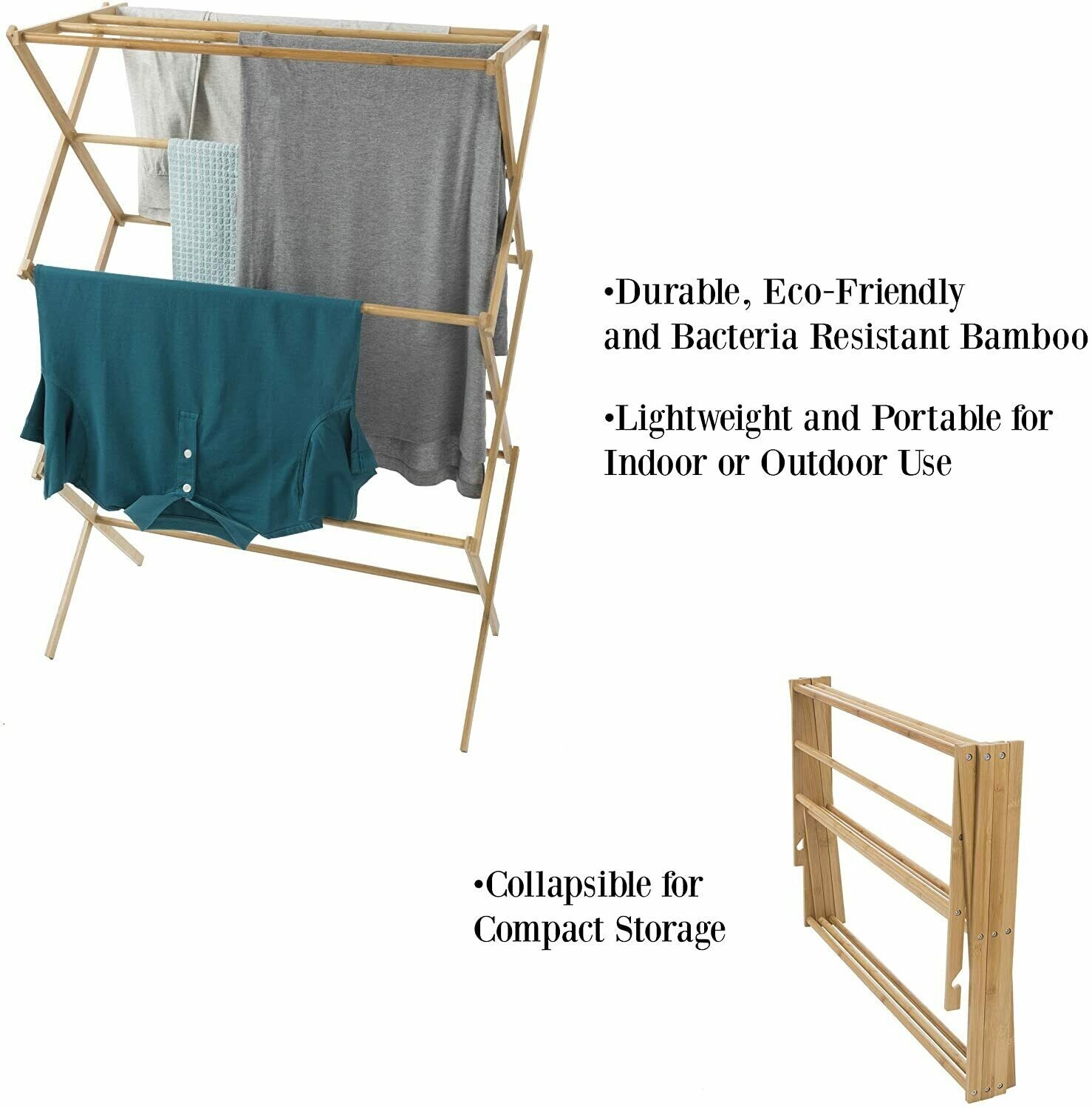 Classic Vintage Traditional BAMBOO WOOD Folding Clothes Airer Horse 2,3 ...
