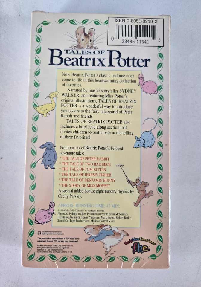Tales Of Beatrix Potter (VHS, 1992) NEW, Sealed | eBay
