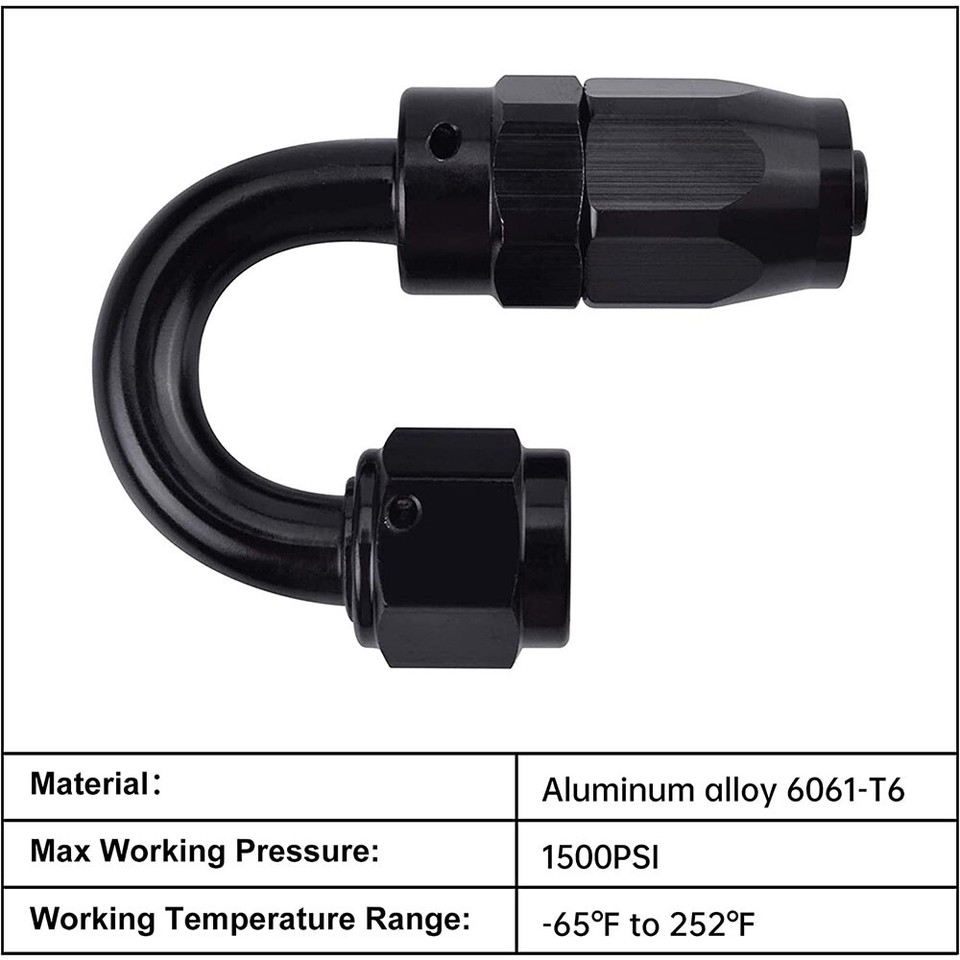 2PCS AN6 Hose End Fitting Alumin 90 Degree For PTFE Fuel Oil Gas Hose ...