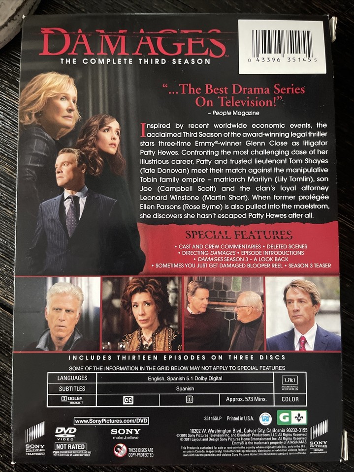 Damages: The Complete Third Season (DVD, 2011, 3-Disc Set) 43396351455 ...