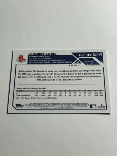 2023 Topps Chrome Enmanuel Valdez Auto /199 Rookie Red Sox | eBay