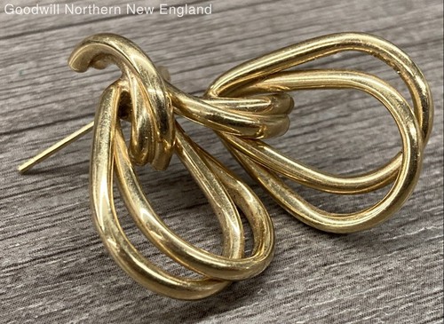 14K Yellow Gold Loops Pear Shaped Earrings 1" 2.88g | eBay