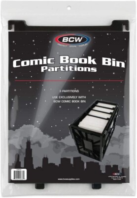 BCW BLACK Short or Long Comic Book Bin Partitions 3 Regular Dividers ...