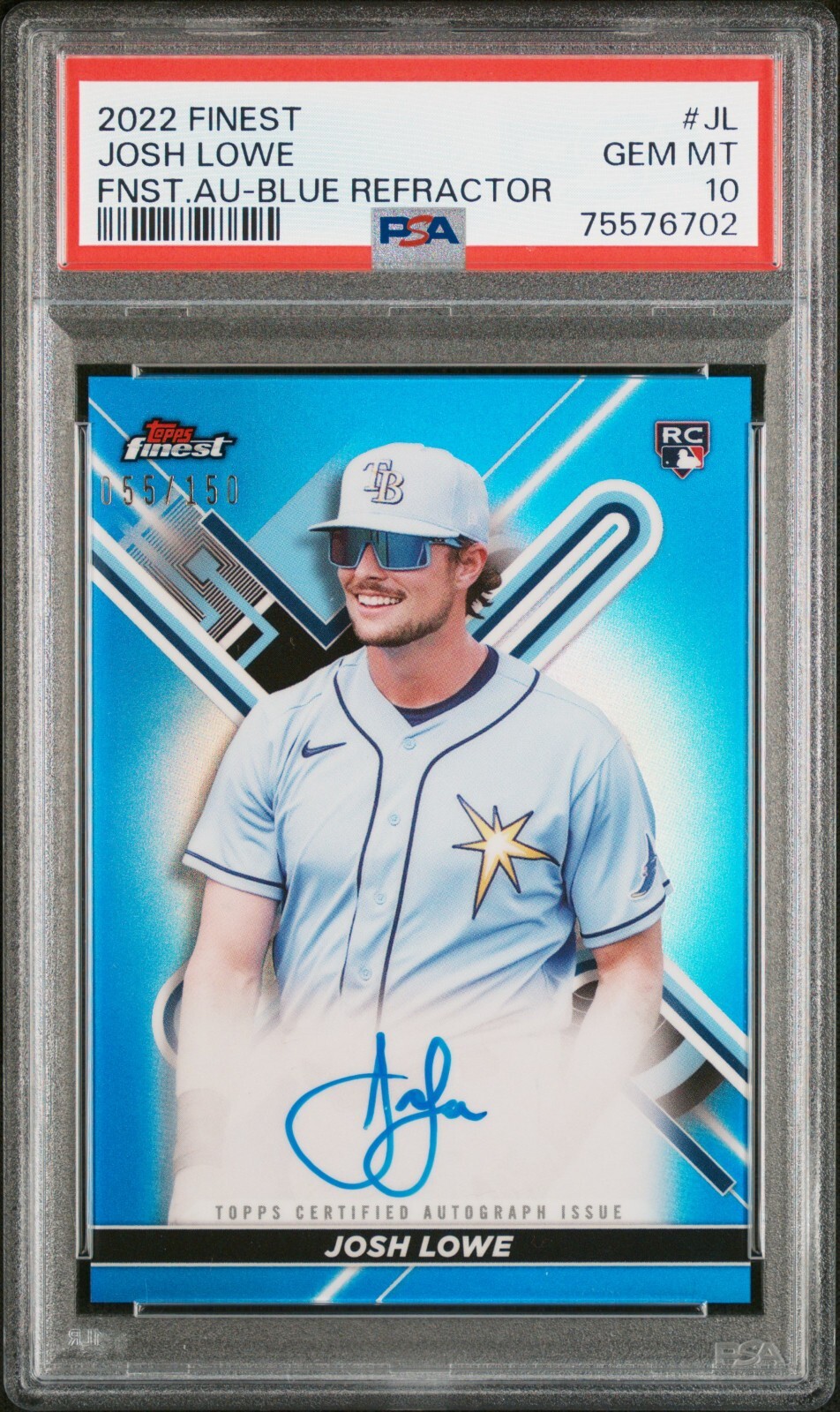 2022 Topps Finest - Finest Autographs Josh Lowe #FA-JL Blue Refractor ...